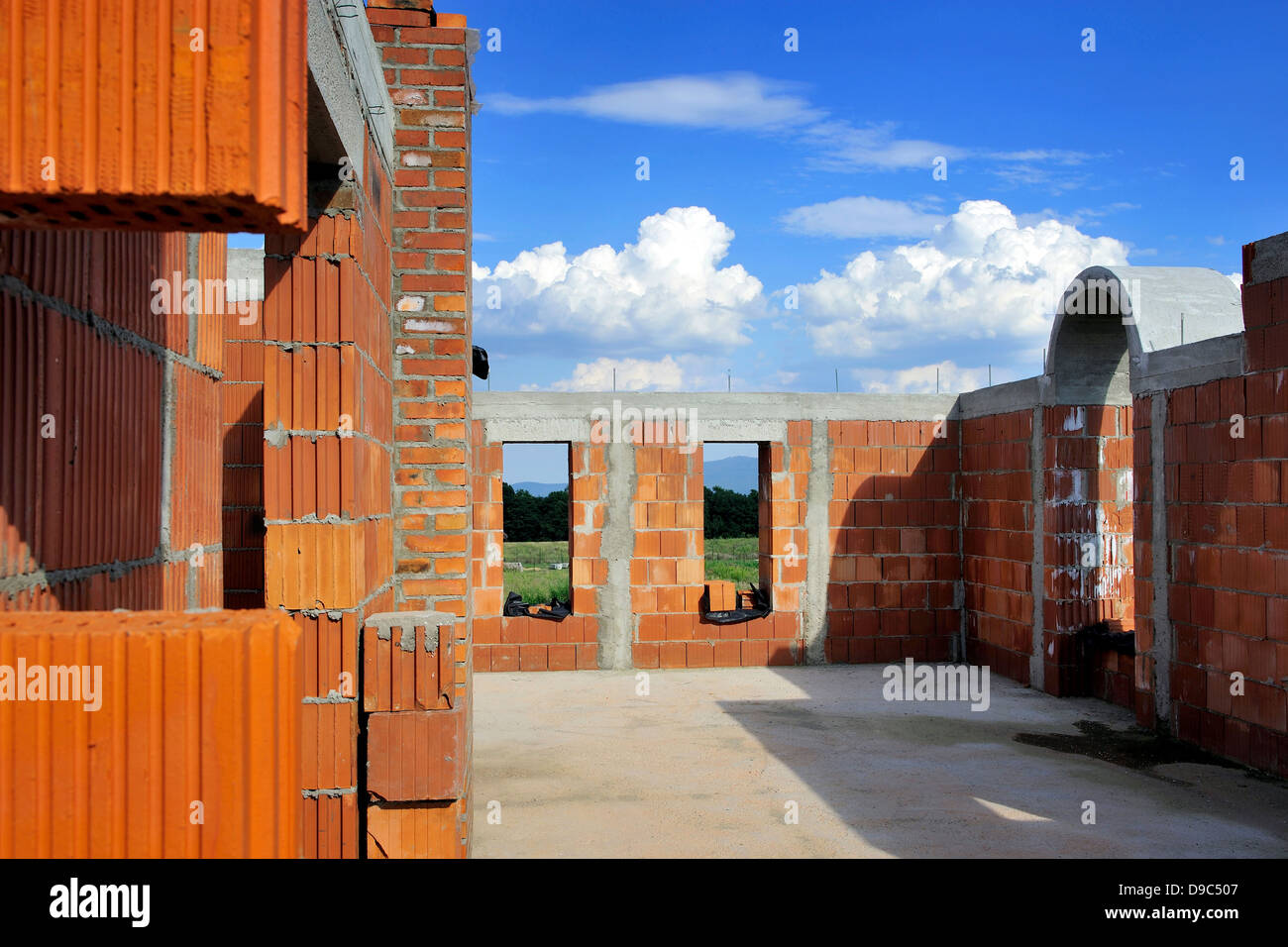 architecture, brick, building, home, new, wall, work Stock Photo - Alamy