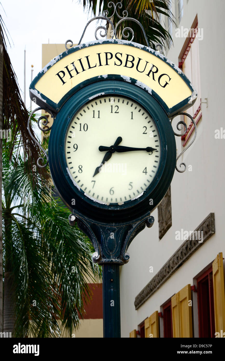 Clock Philipsburg St. Martin Maarten Caribbean Island Netherland ...