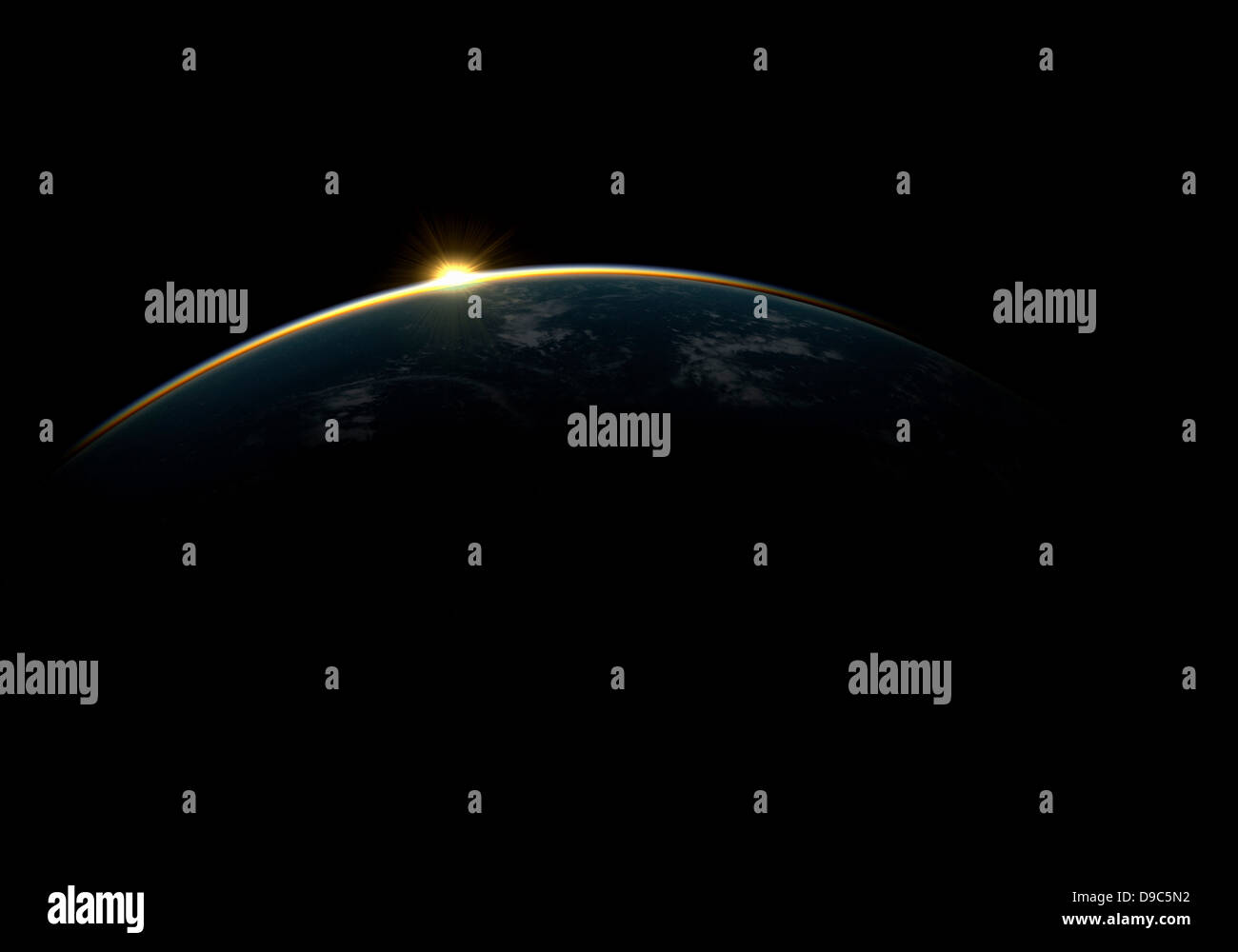 Sunlight eclipsing planet earth Stock Photo - Alamy