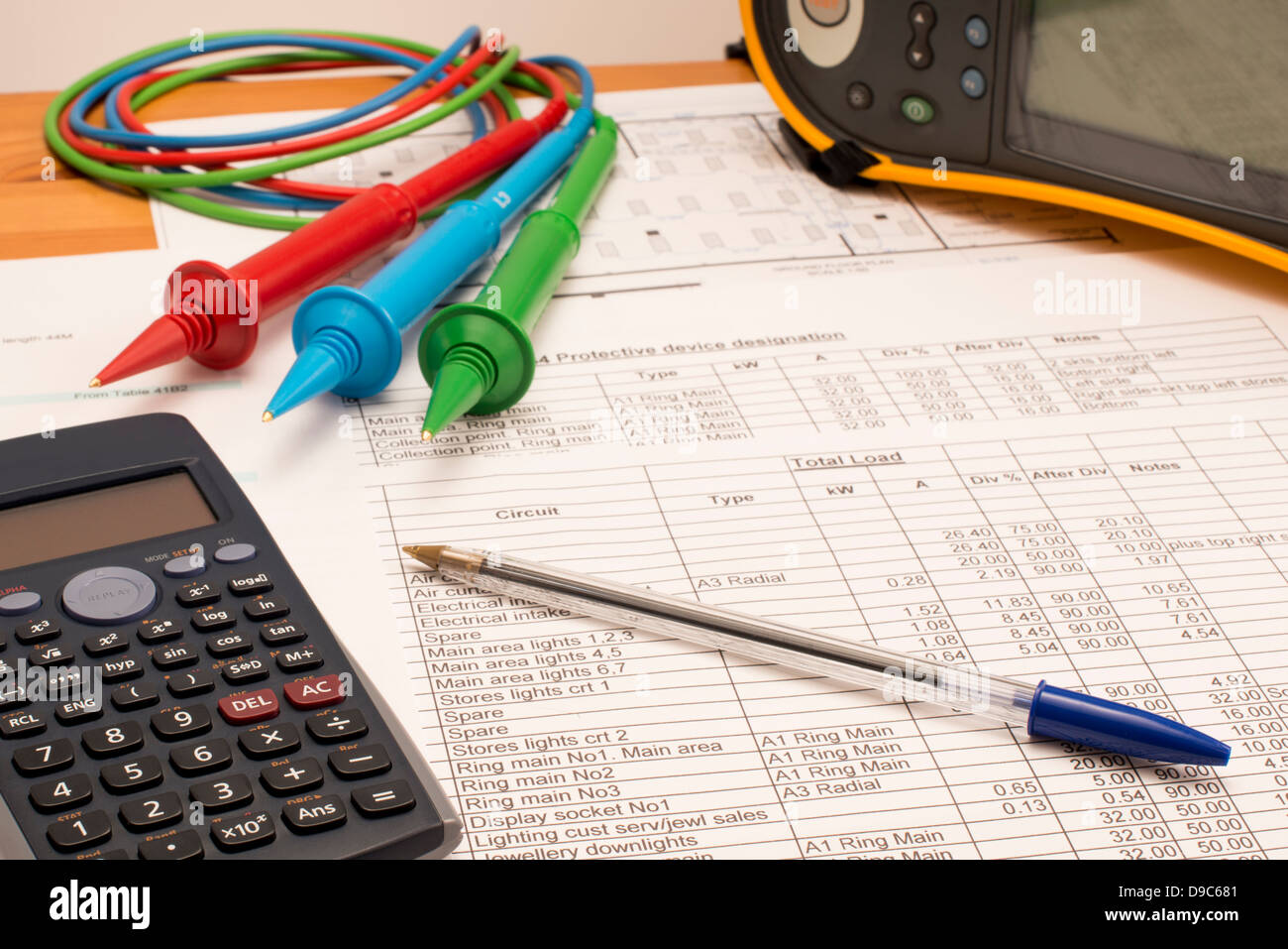 Electrical installation calculations testing project Stock Photo - Alamy