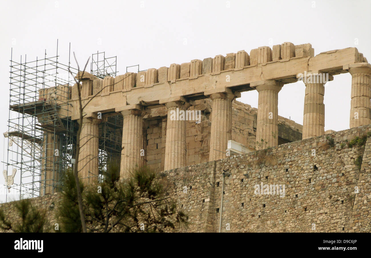 Views of a deserted Parthenon dedicated to the goddess Athena ...