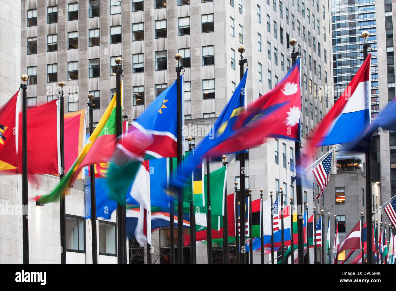 International flags Rockefeller Center, New York City, USA Stock Photo ...