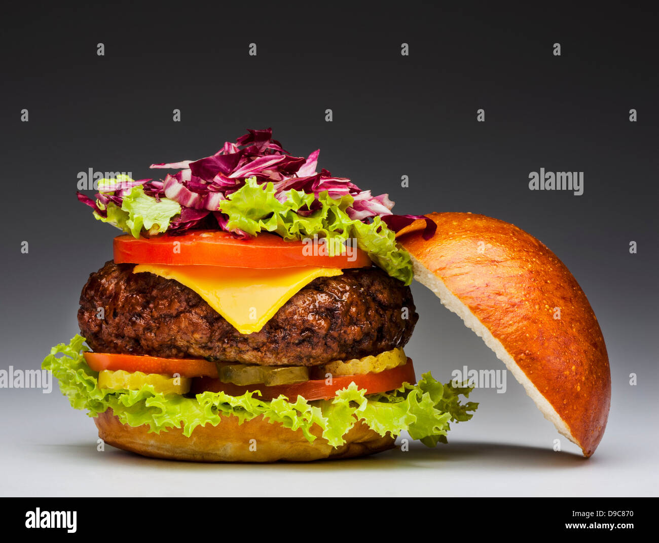 Burger with slice of apple Stock Photo - Alamy