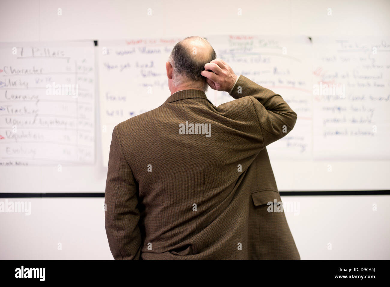 Mature man confused by presentation Stock Photo - Alamy