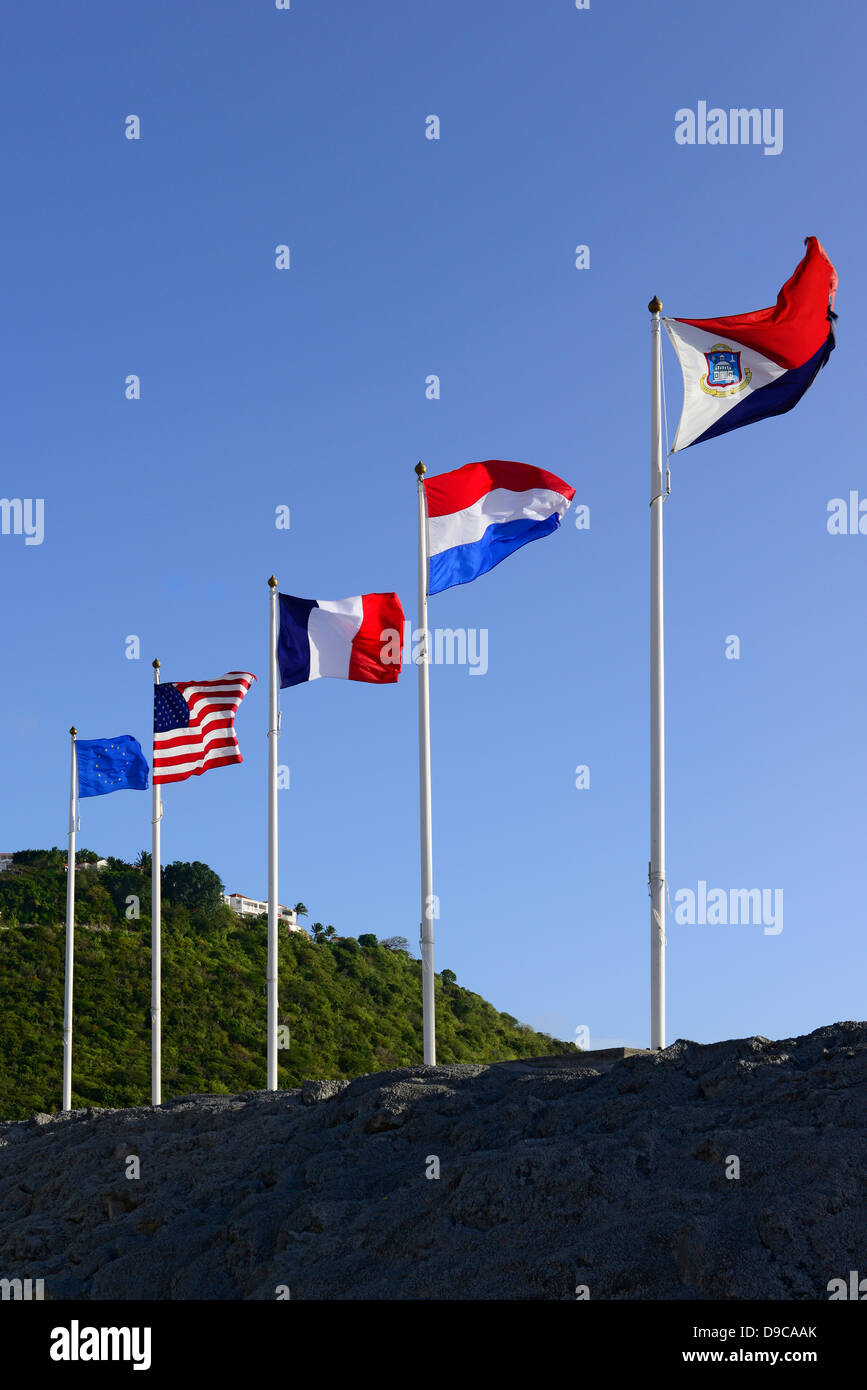 Flag Display Philipsburg Port St. Martin Maarten Caribbean Island ...