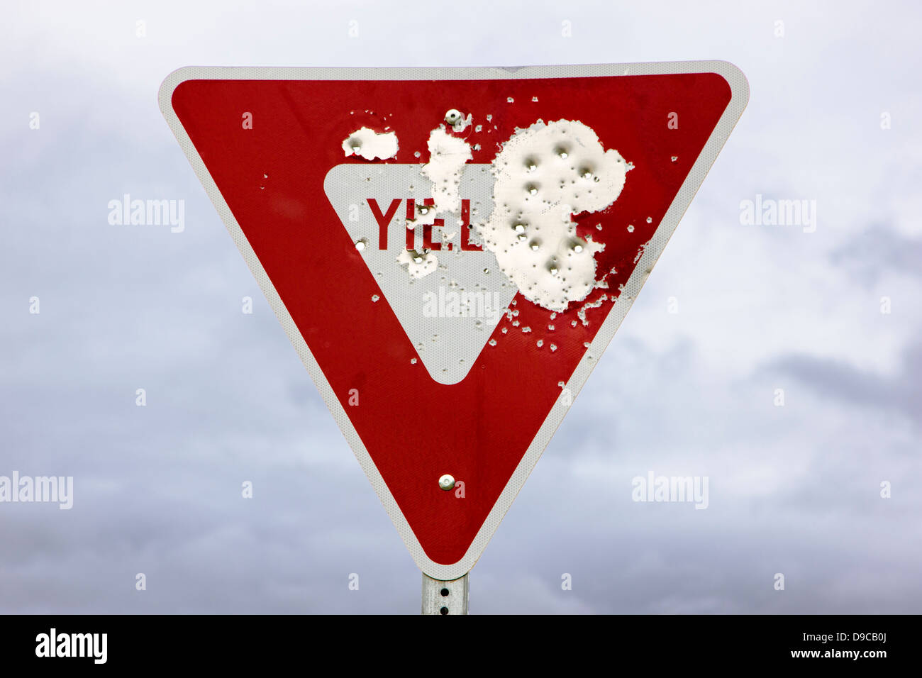 Yield sign with bullet holes, Kuskulana Bridge, c1910, built by Copper ...