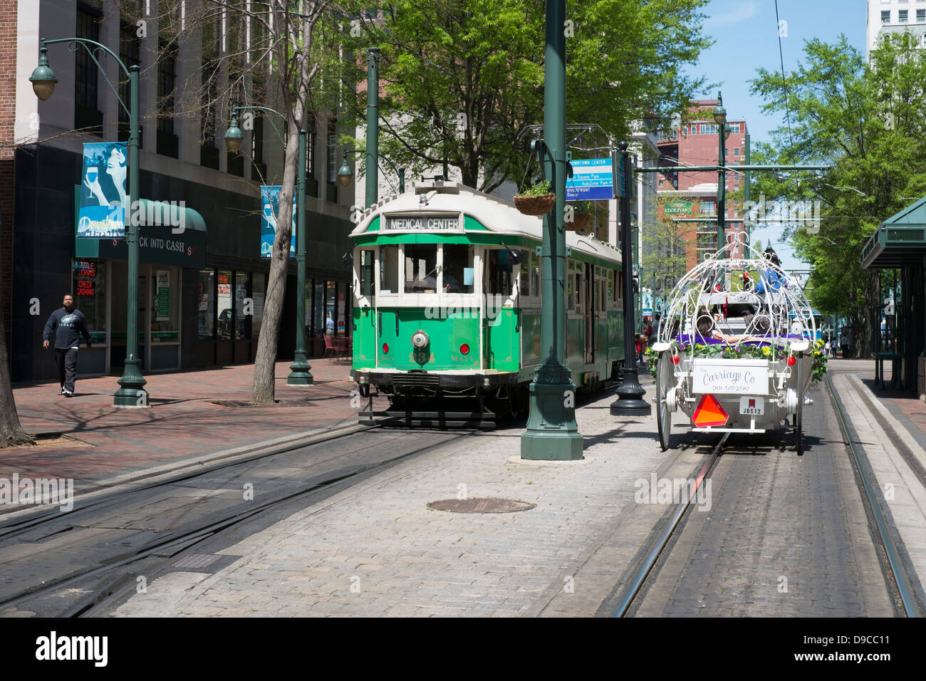 Street trams travel along Main street, Memphis, USA Stock Photo - Alamy