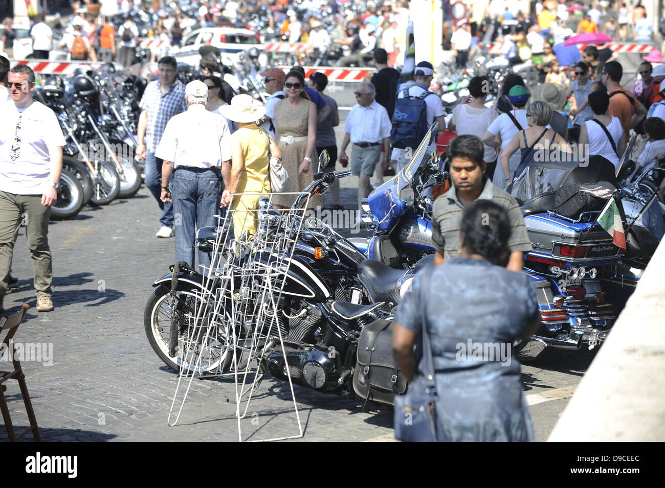 Harley Davidson Rally Enthusiasts Roll Into Rome. The low rumbling of ...