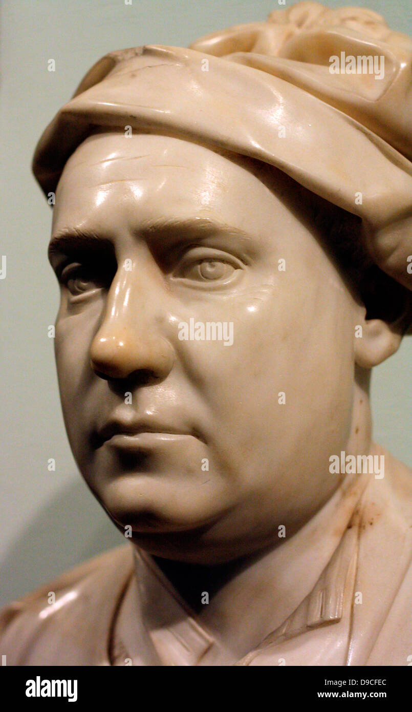 Portrait of Jonathan Tyers circa 1750 in Marble. Portrait shows Louis ...