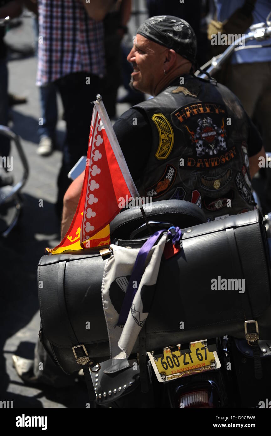 Harley Davidson Rider Enthusiasts Roll Into Rome. The low rumbling of ...