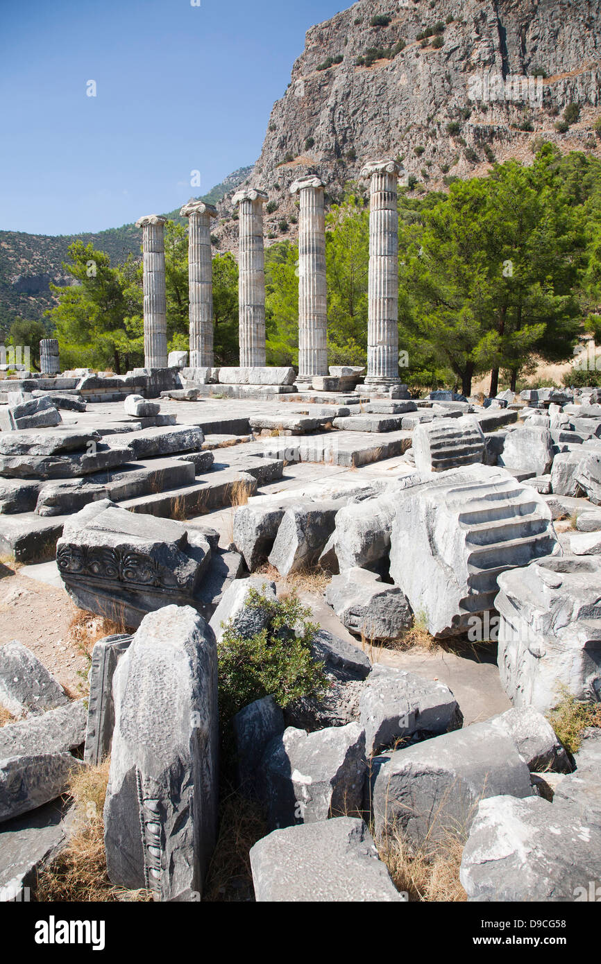 asia, turkey, southern aegean coast, priene, temple of athena ...