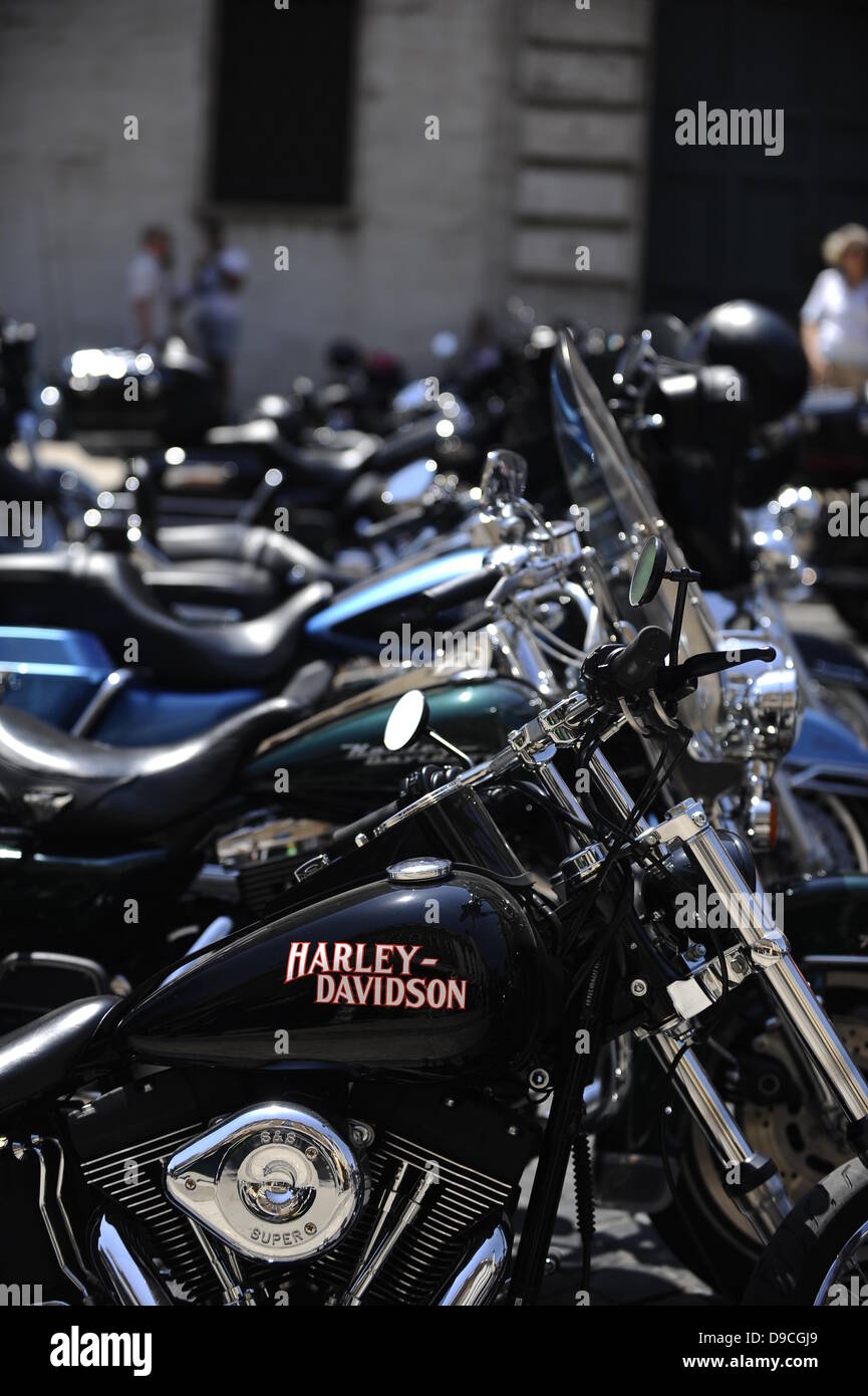 Harley Davidson motorcycles Enthusiasts Roll Into Rome. The low ...