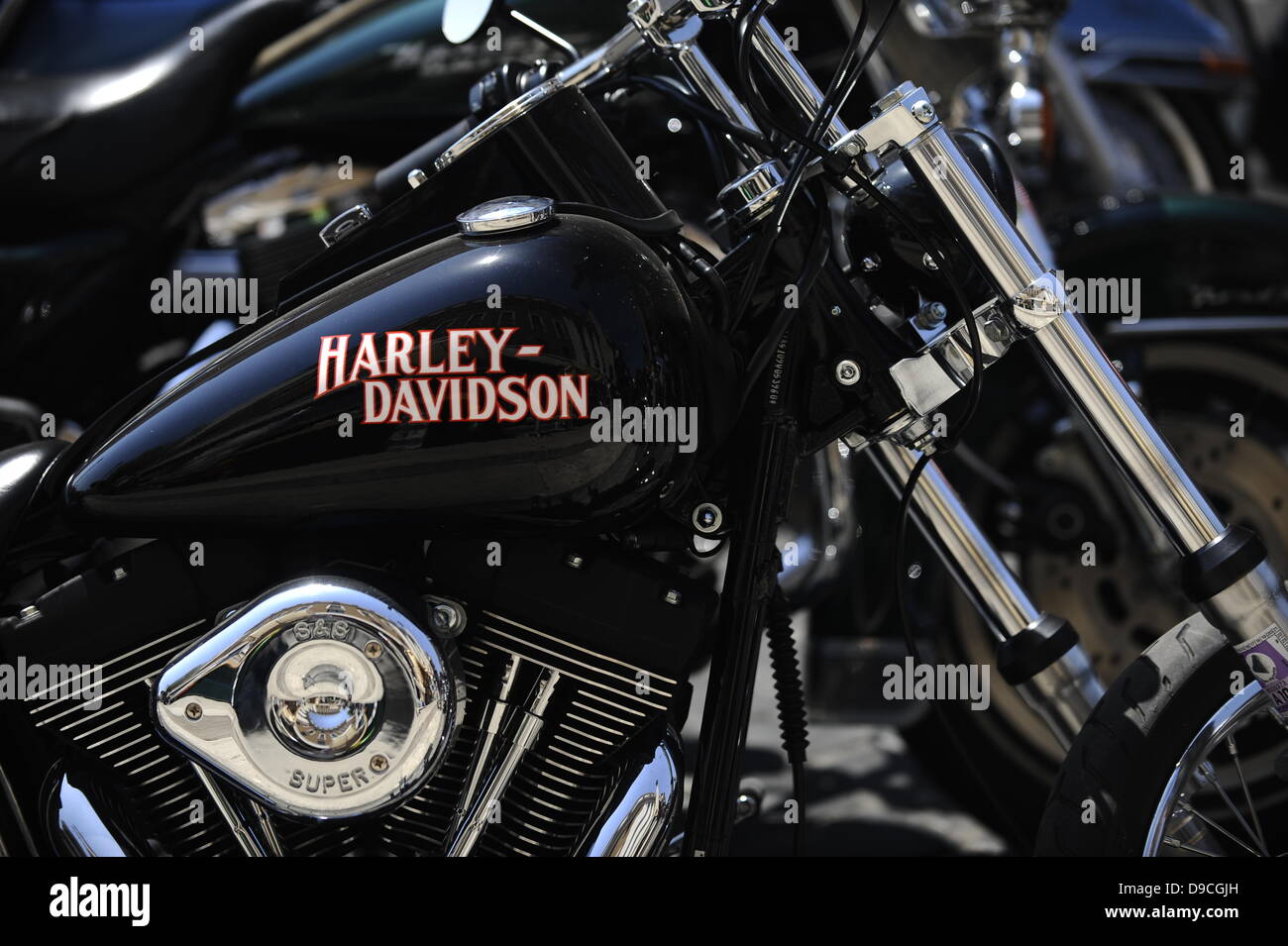 Harley Davidson motorcycle Enthusiasts Roll Into Rome. The low rumbling ...