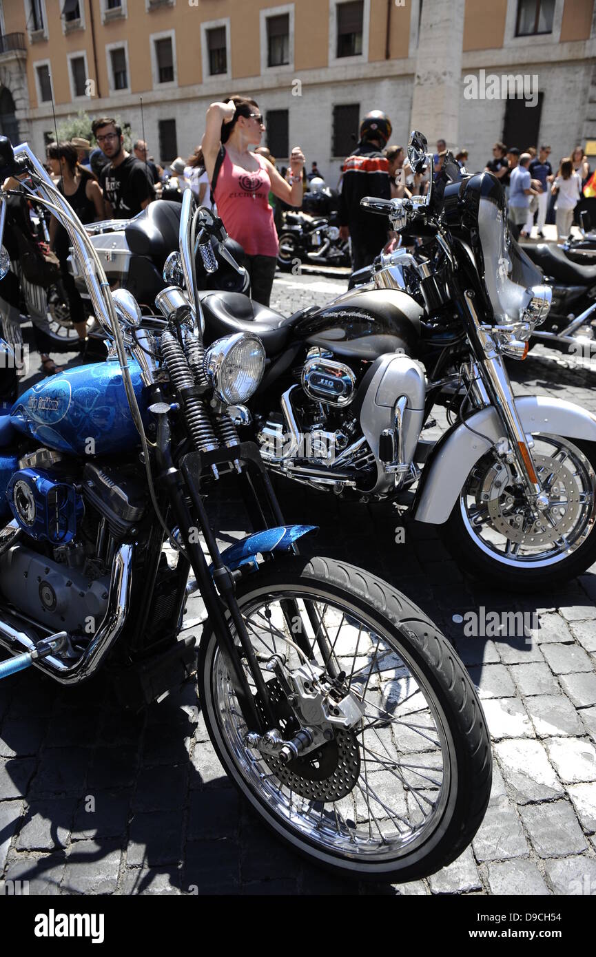 Harley Davidson Rally Enthusiasts Roll Into Rome. The low rumbling of ...