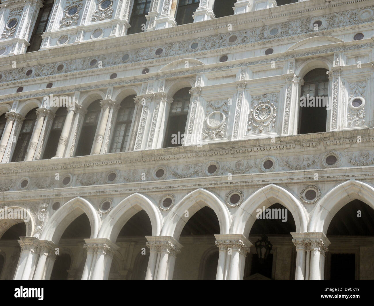 Detail of the Doge's Palace Courtyard, Venice. Built in Venetian Gothic ...
