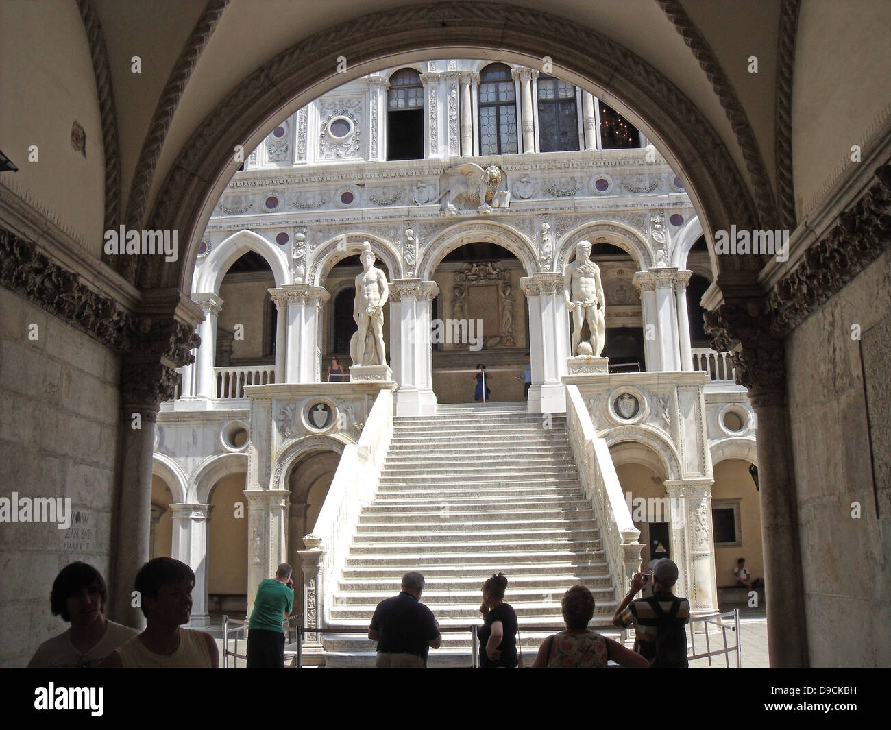 Detail of the Doge's Palace Courtyard, Venice. Built in Venetian Gothic ...