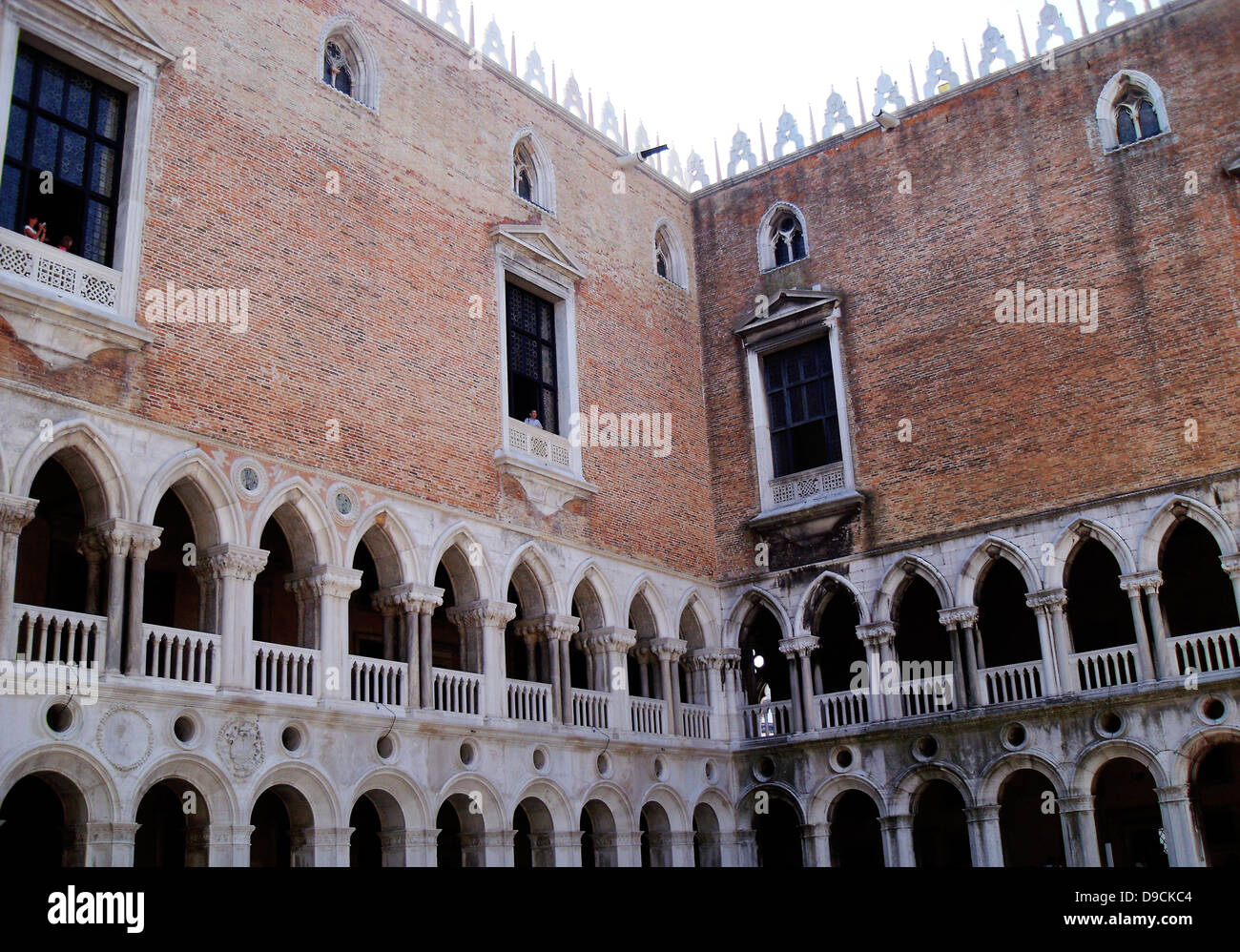 Detail of the Doge's Palace Courtyard, Venice. Built in Venetian Gothic ...