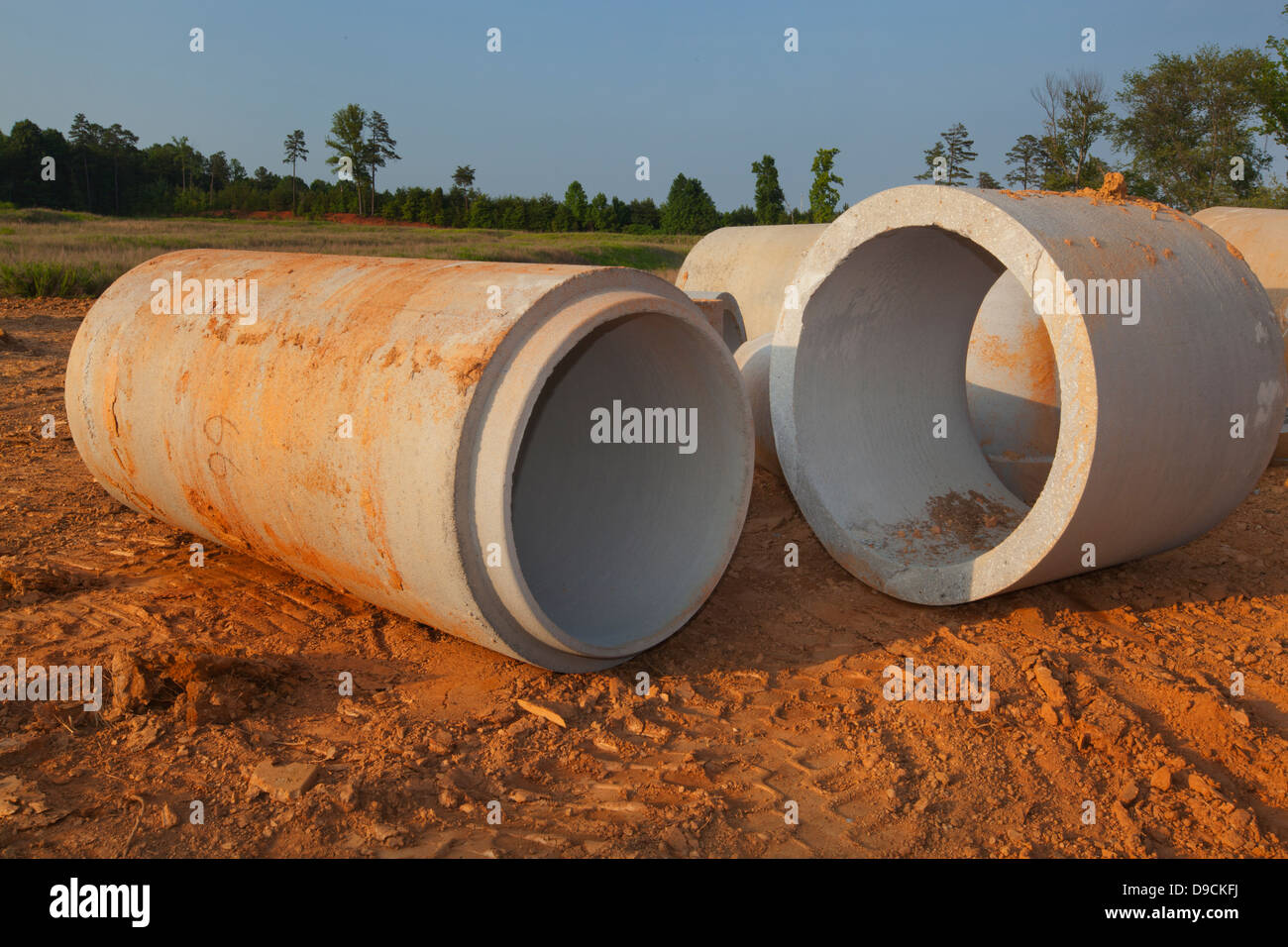 Concrete piping on a construction site Stock Photo - Alamy