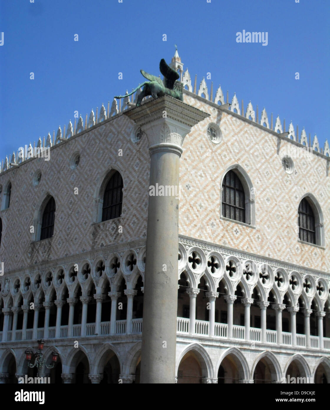 Detail of the exterior of the Doge's Palace, Venice. Built in Venetian ...