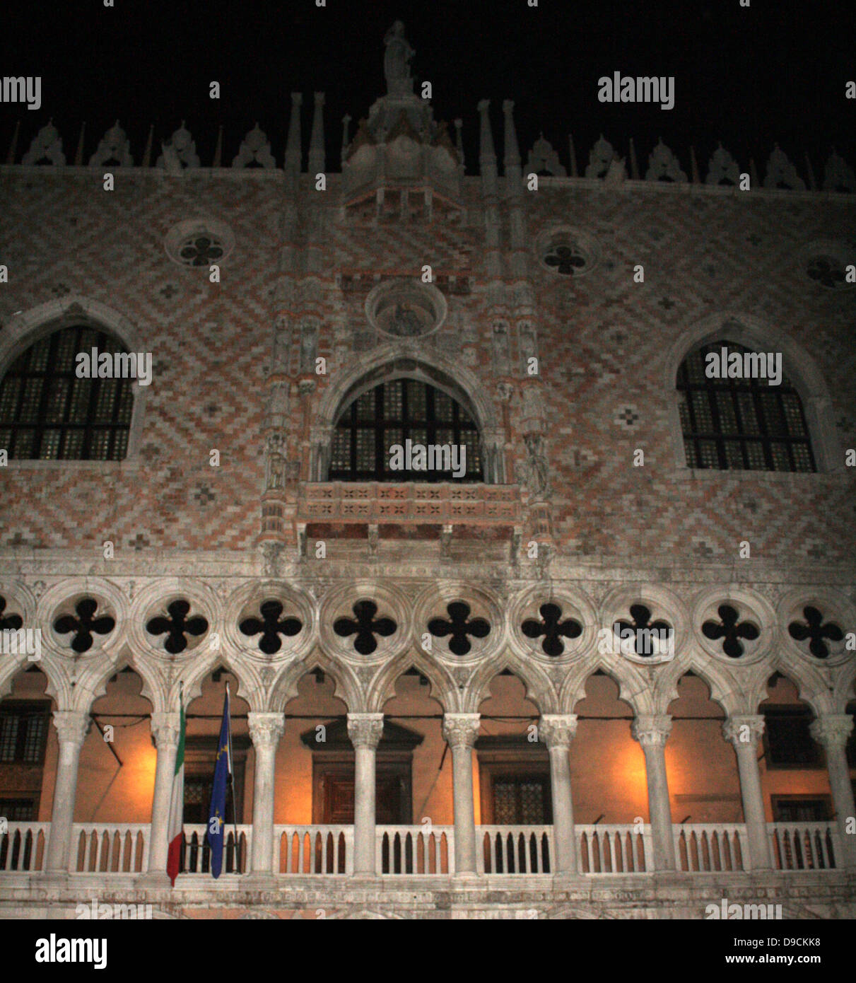 Detail of the exterior of the Doge's Palace, Venice. Built in Venetian ...
