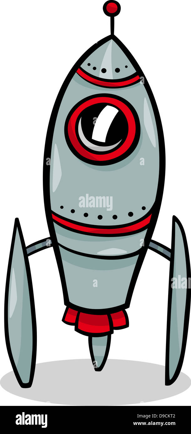 Cartoon Illustration of Funny Rocket or Spaceship Stock Photo - Alamy