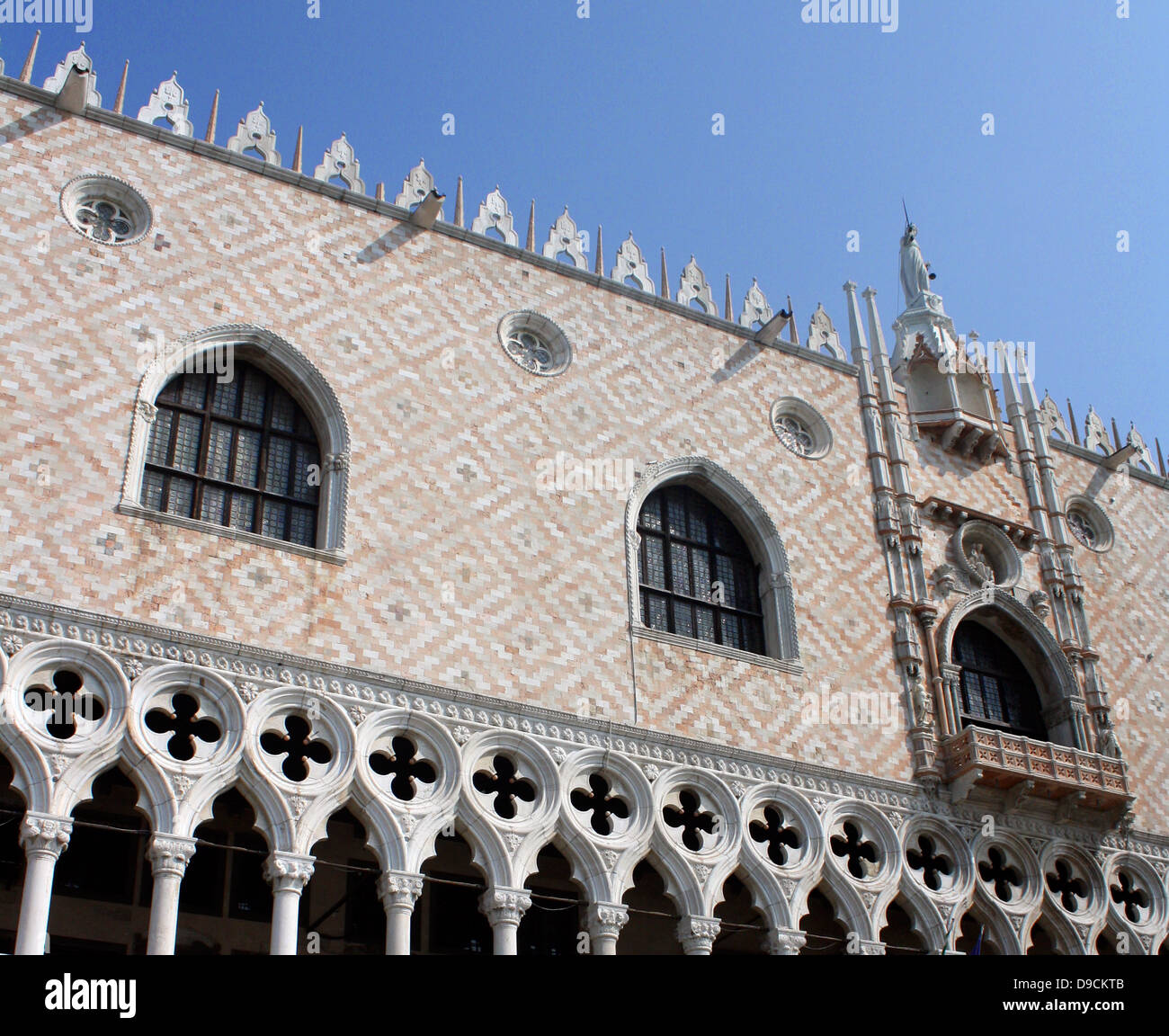 Detail of the exterior of the Doge's Palace, Venice. Built in Venetian ...