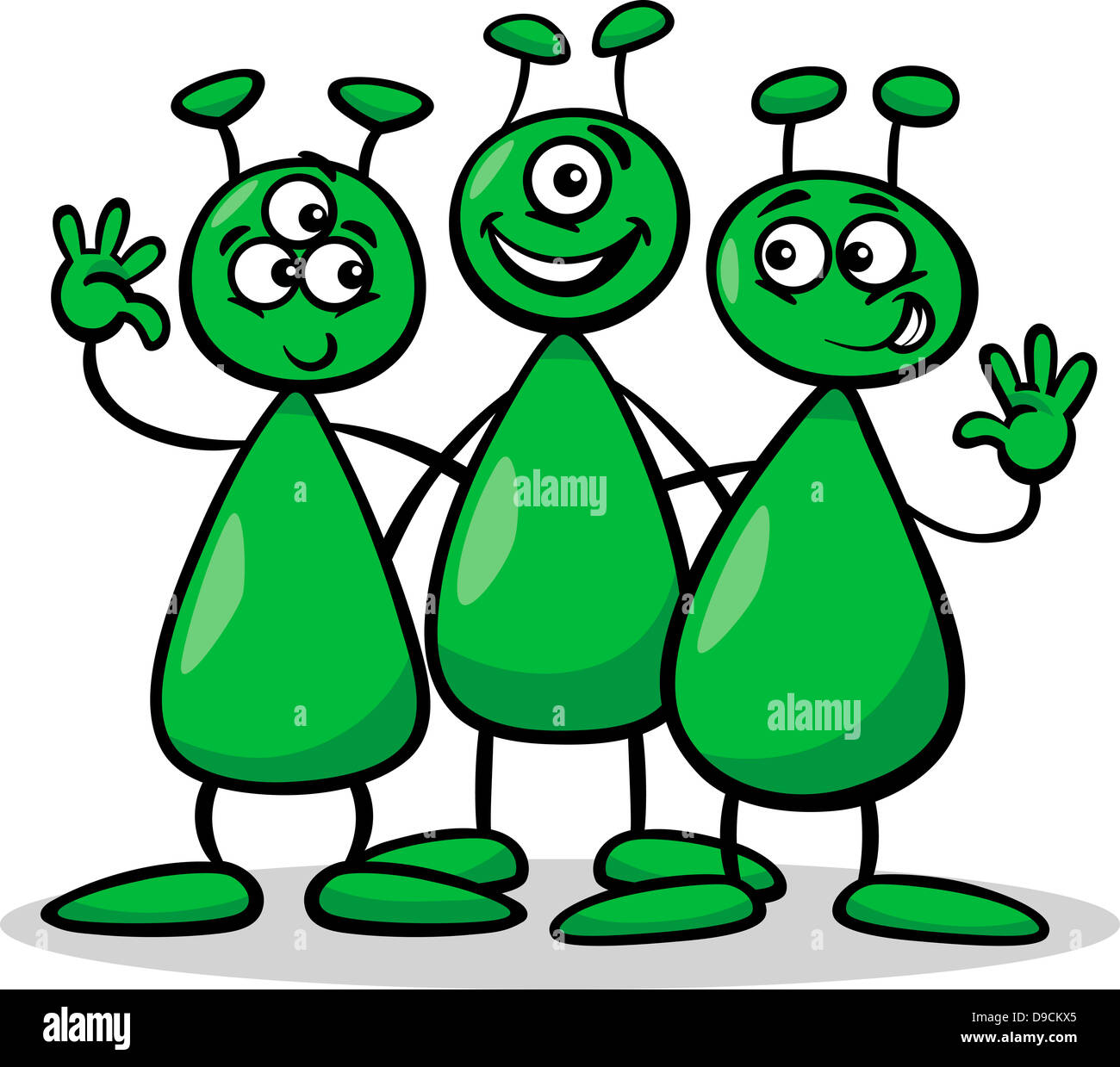 Cartoon Illustration of Three Funny Aliens or Martians Comic Characters ...