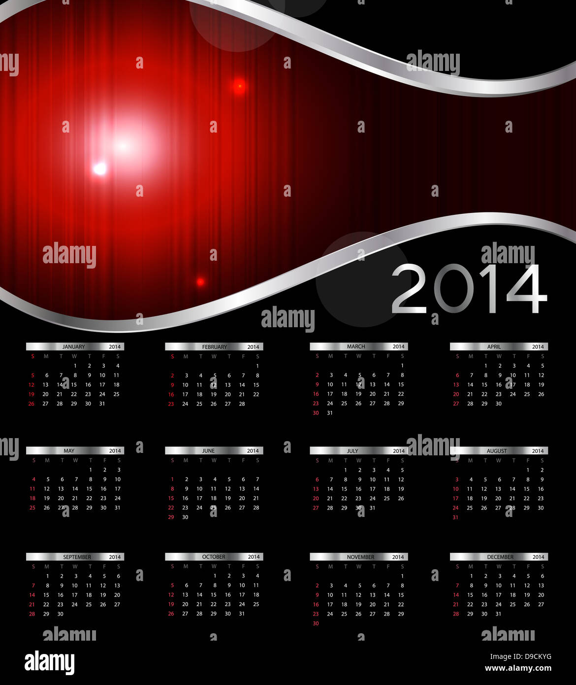 2014 new year calendar vector illustration Stock Photo - Alamy
