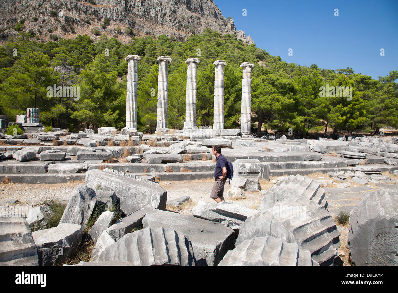 asia, turkey, southern aegean coast, priene, temple of athena ...