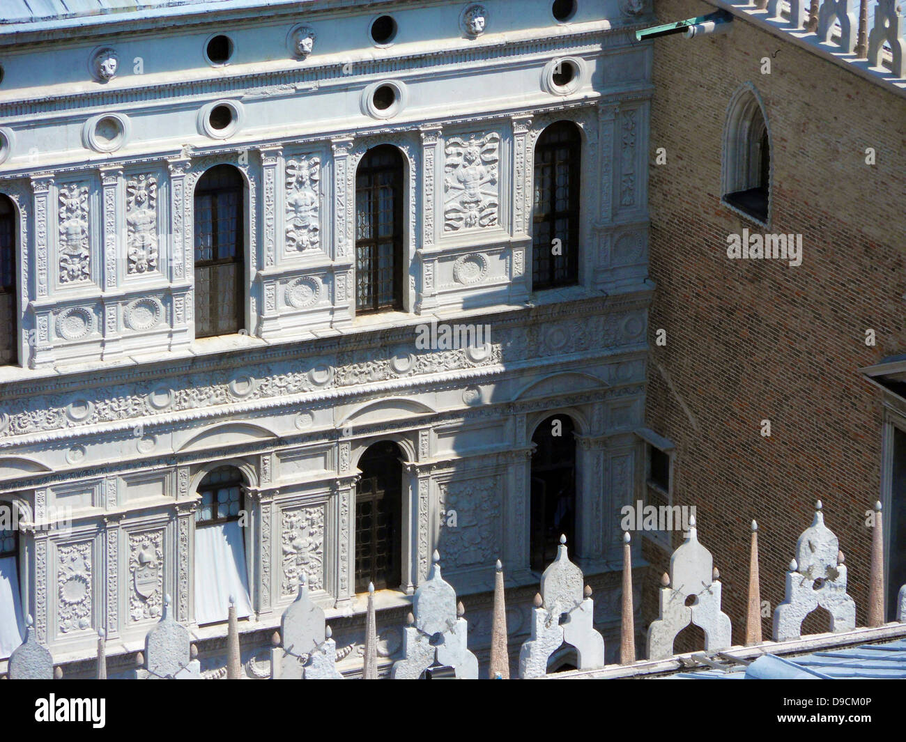 Detail of the Doge's Palace Courtyard, Venice. Built in Venetian Gothic ...