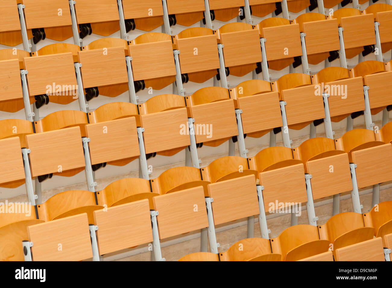 Empty classroom with wood chairs Stock Photo - Alamy