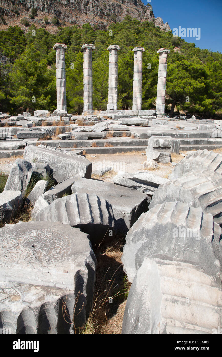 asia, turkey, southern aegean coast, priene, temple of athena ...