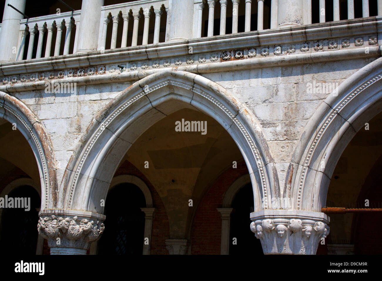 Detail of the Doge's Palace Courtyard, Venice. Built in Venetian Gothic ...