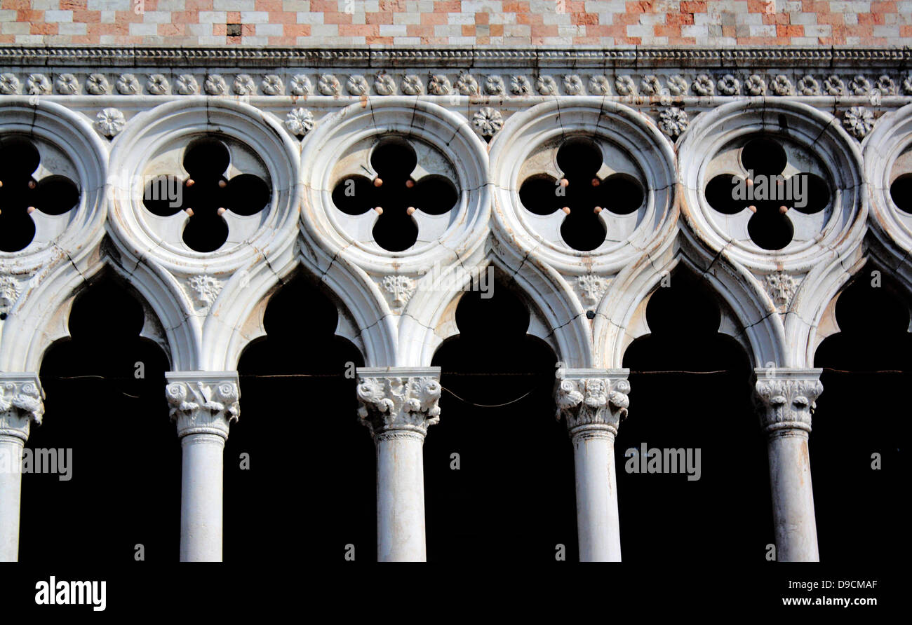 Detail of the Doge's Palace Courtyard, Venice. Built in Venetian Gothic ...