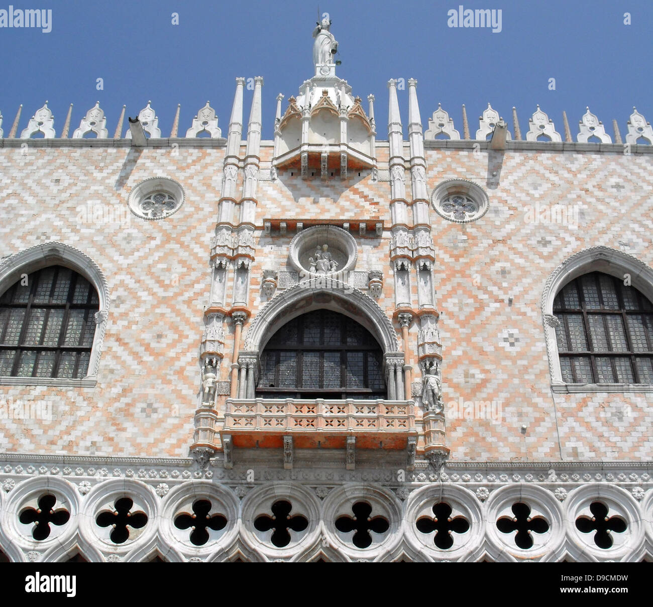 Detail of the exterior of the Doge's Palace, Venice. Built in Venetian ...