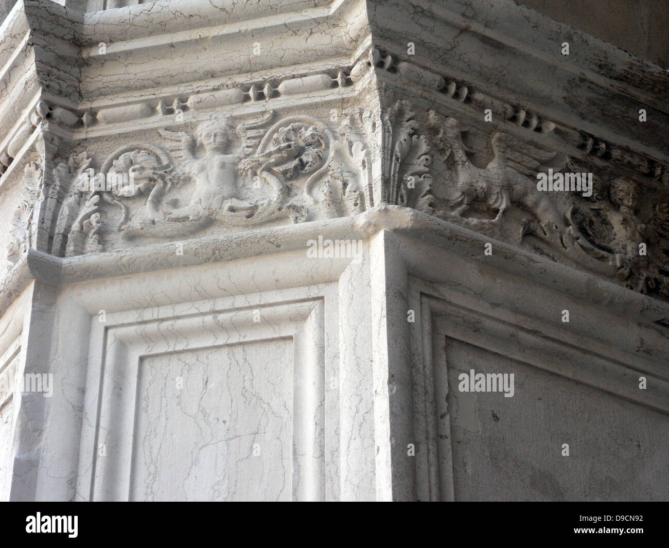 Detail of the Doge's Palace Courtyard, Venice. Built in Venetian Gothic ...