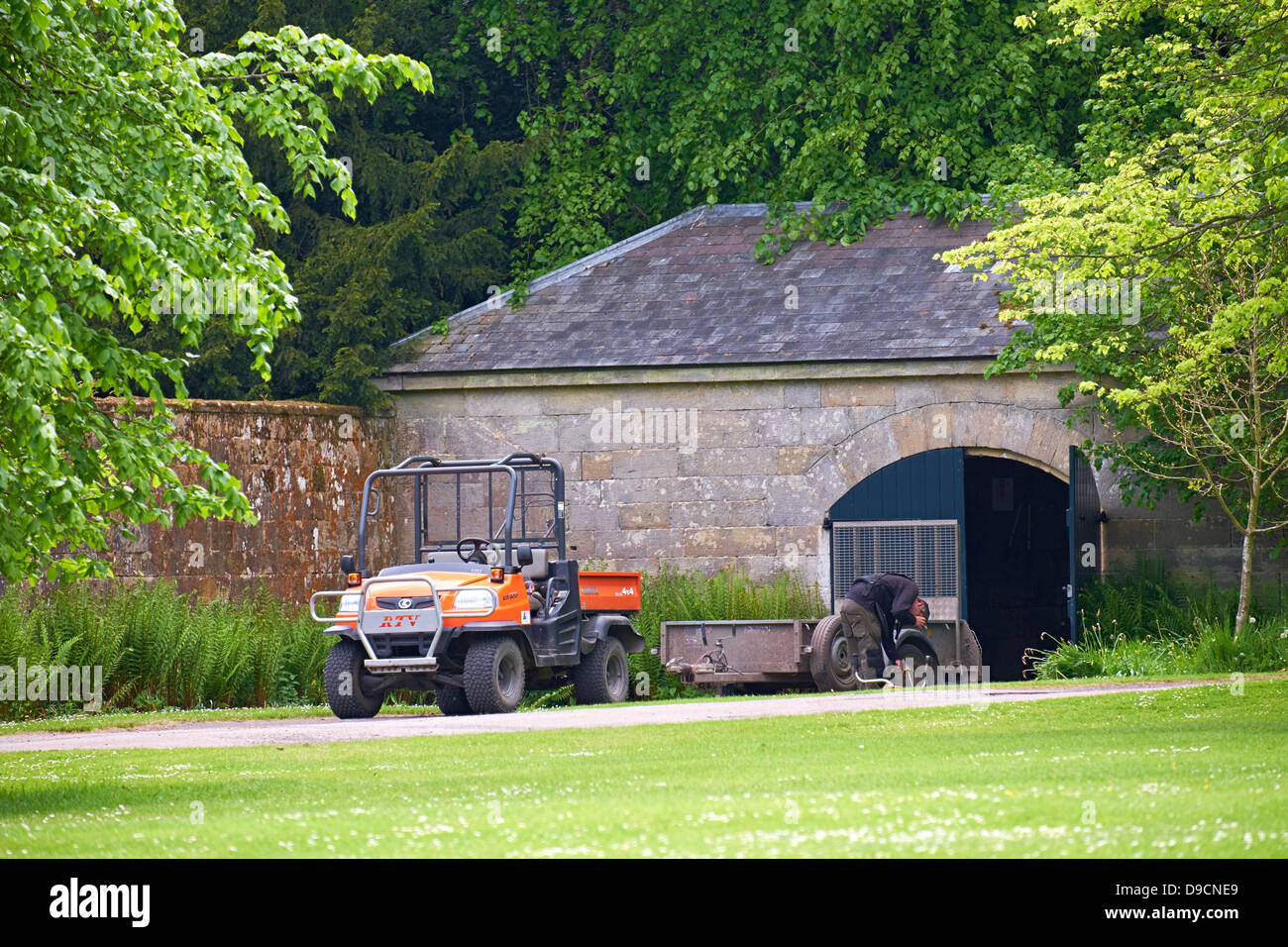 Grounds maintenance vehicle at Wallington Hall in Northumberland ...