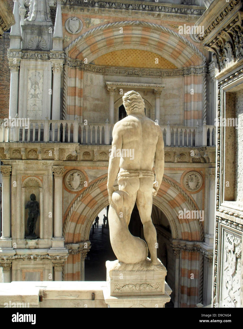 Detail of the Doge's Palace Courtyard, Venice. Built in Venetian Gothic ...