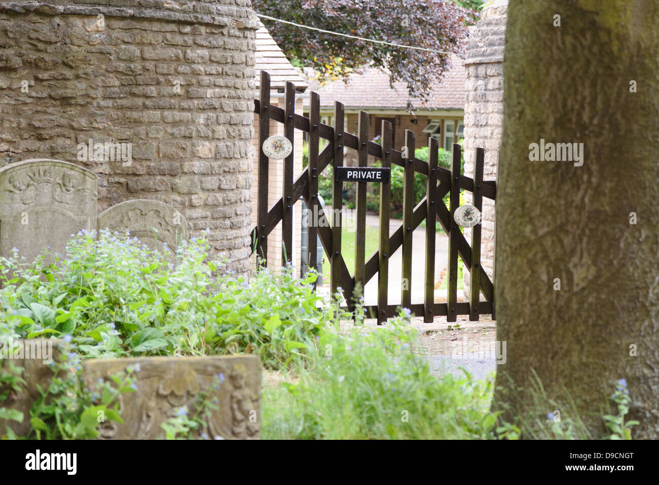 A gate with a private sign board Stock Photo - Alamy