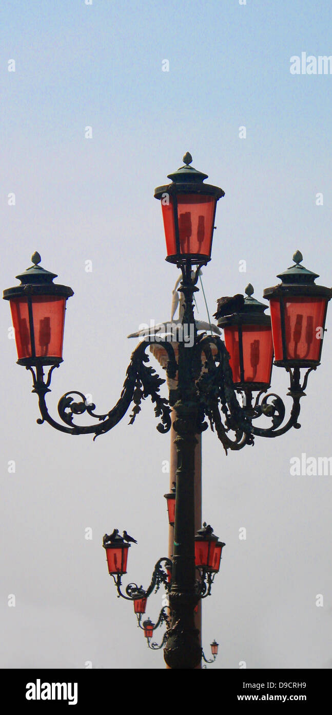 Energy saving eco-friendly lighting on a lamppost in the Piazzetta di ...