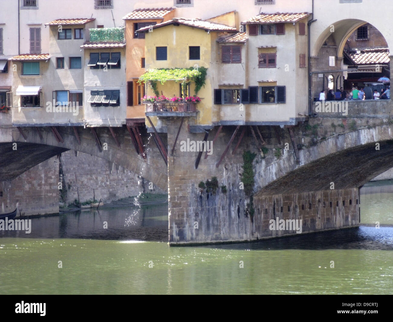 The Ponte Vecchio medieval stone closed-spandrel segmental arch bridge ...