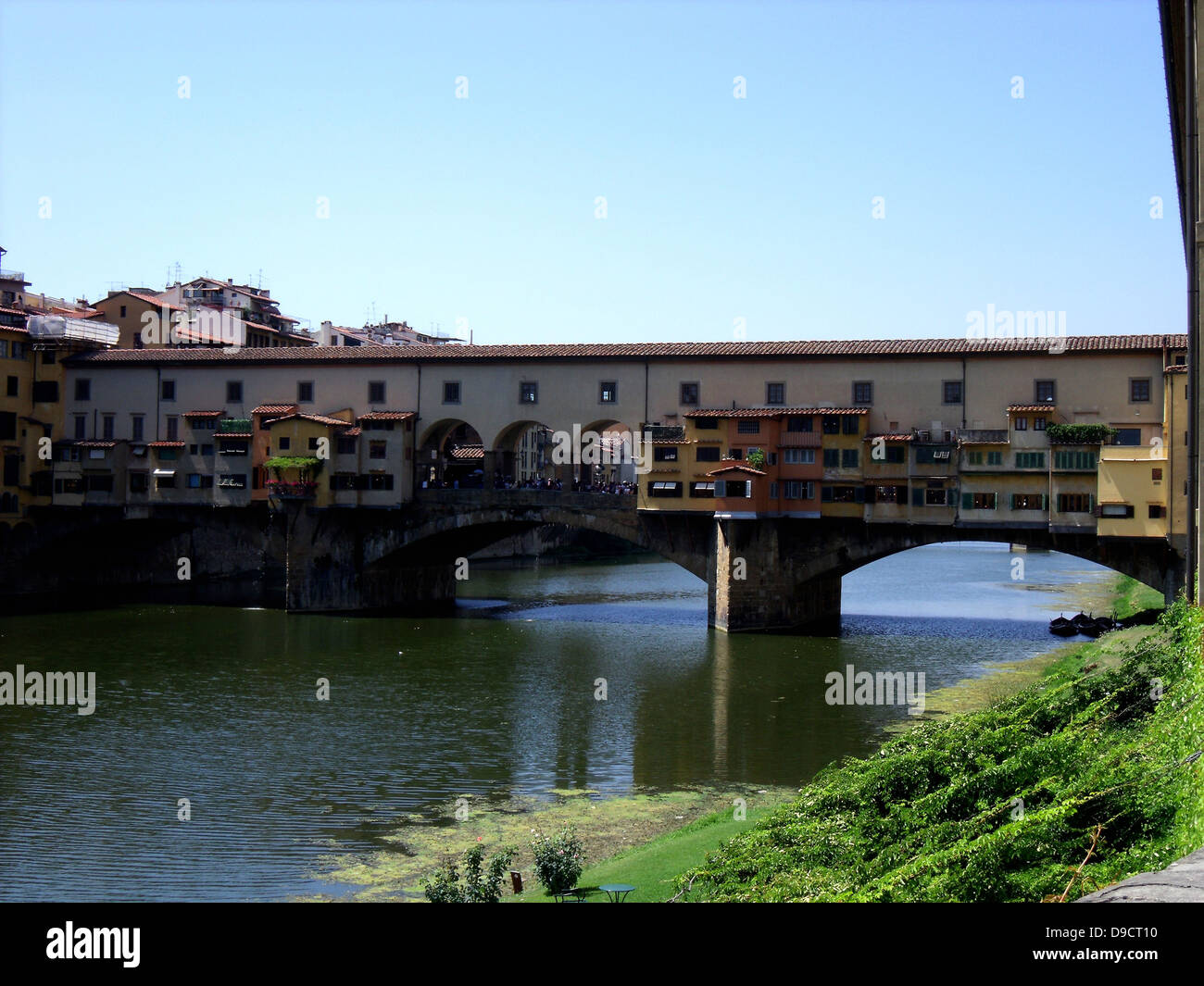The Ponte Vecchio medieval stone closed-spandrel segmental arch bridge ...