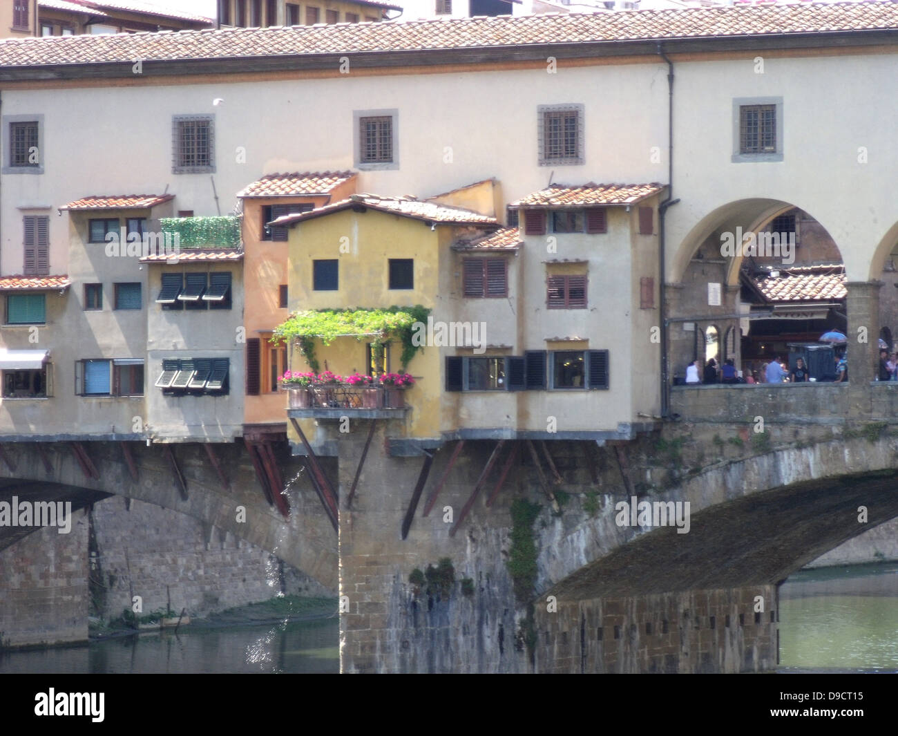 The Ponte Vecchio medieval stone closed-spandrel segmental arch bridge ...