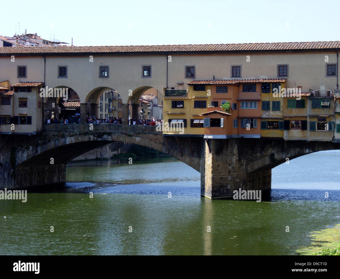 The Ponte Vecchio medieval stone closed-spandrel segmental arch bridge ...