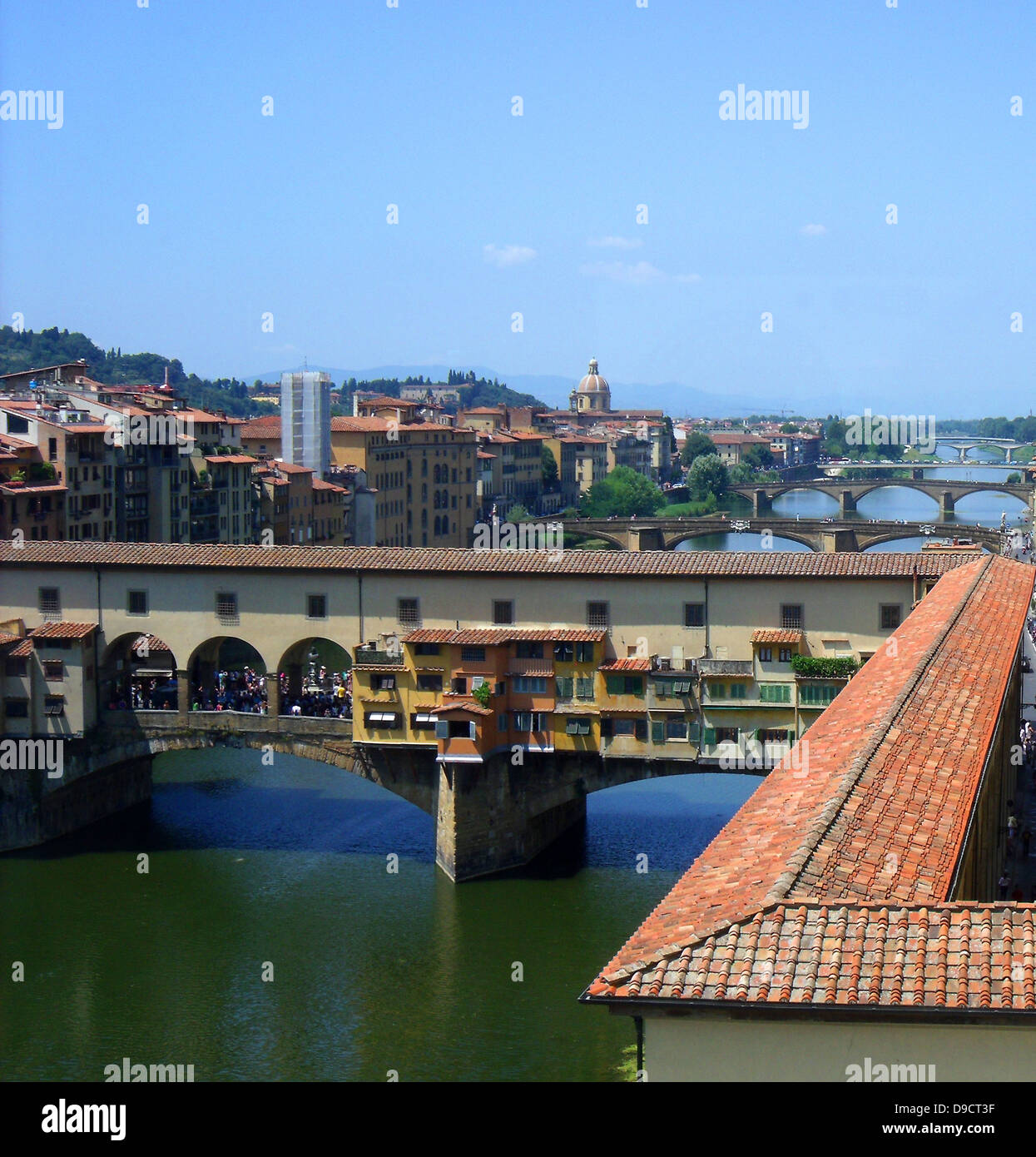 The Ponte Vecchio medieval stone closed-spandrel segmental arch bridge ...