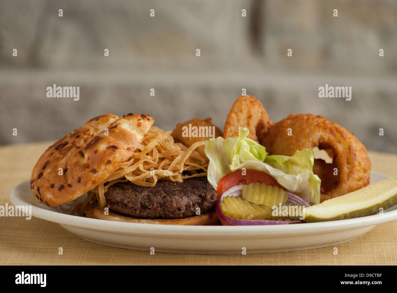 Huge burger from a pub Stock Photo - Alamy