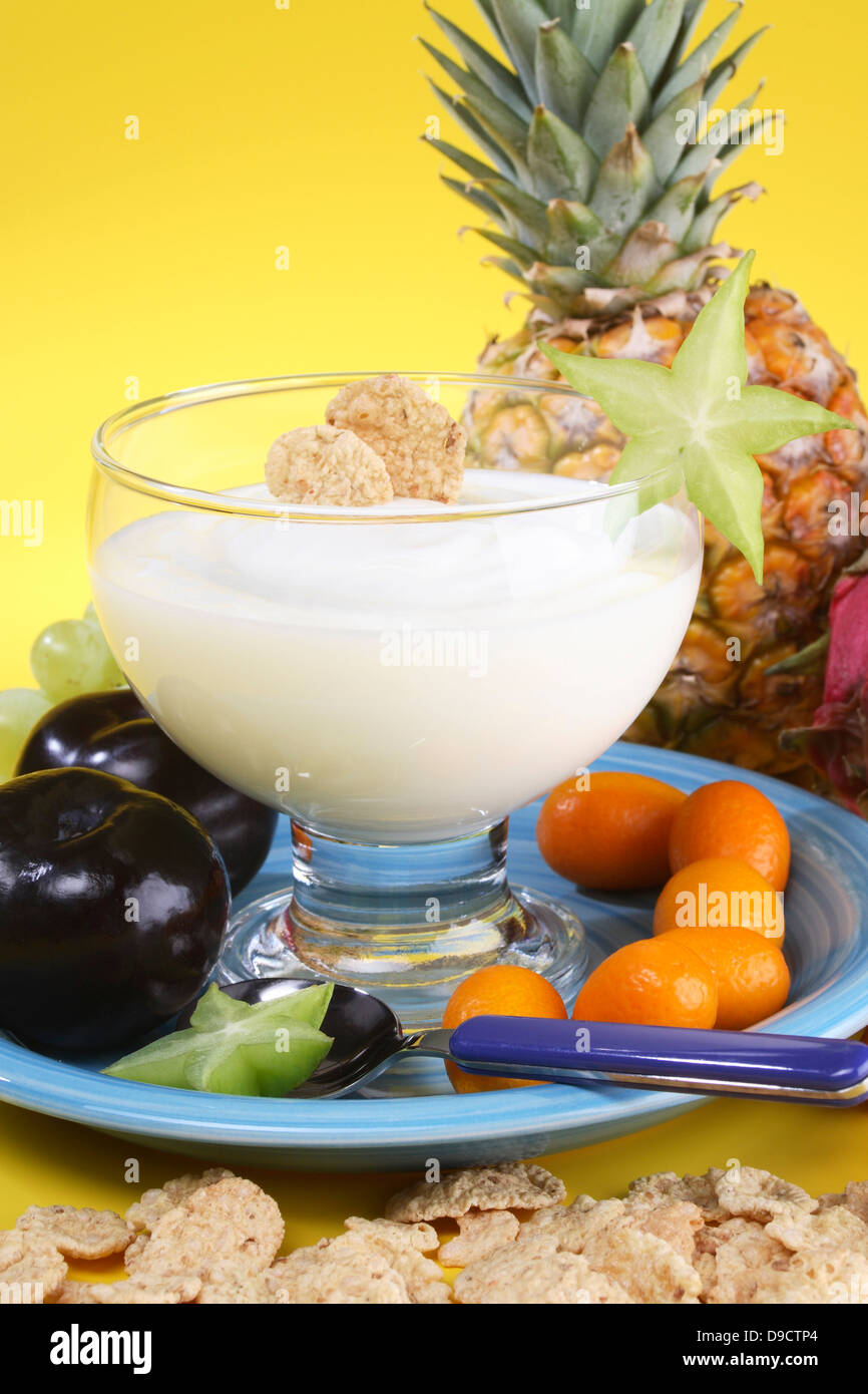 Yoghurt with fruits Stock Photo - Alamy