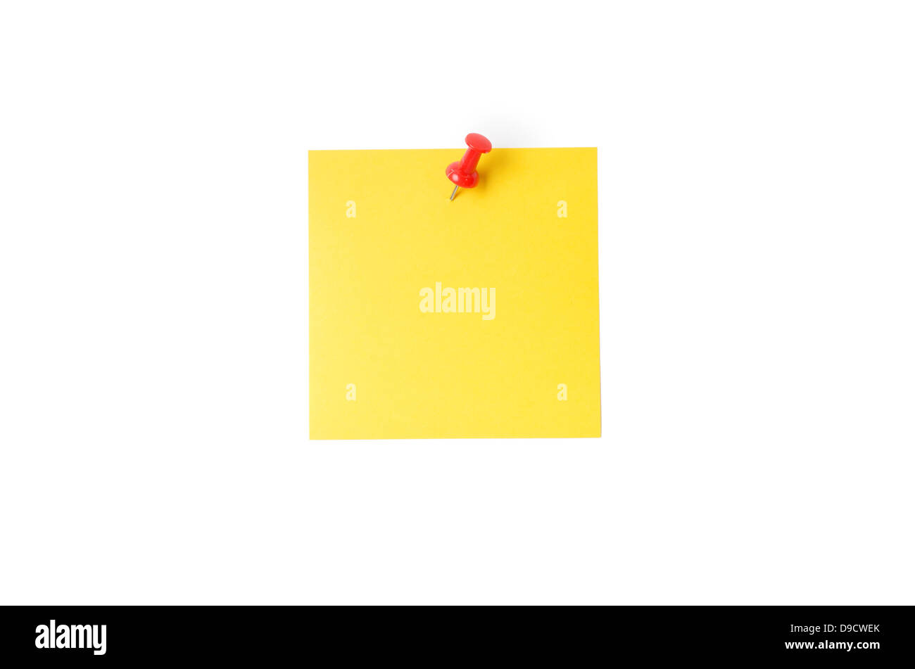Yellow sticky note with pushpin Stock Photo - Alamy
