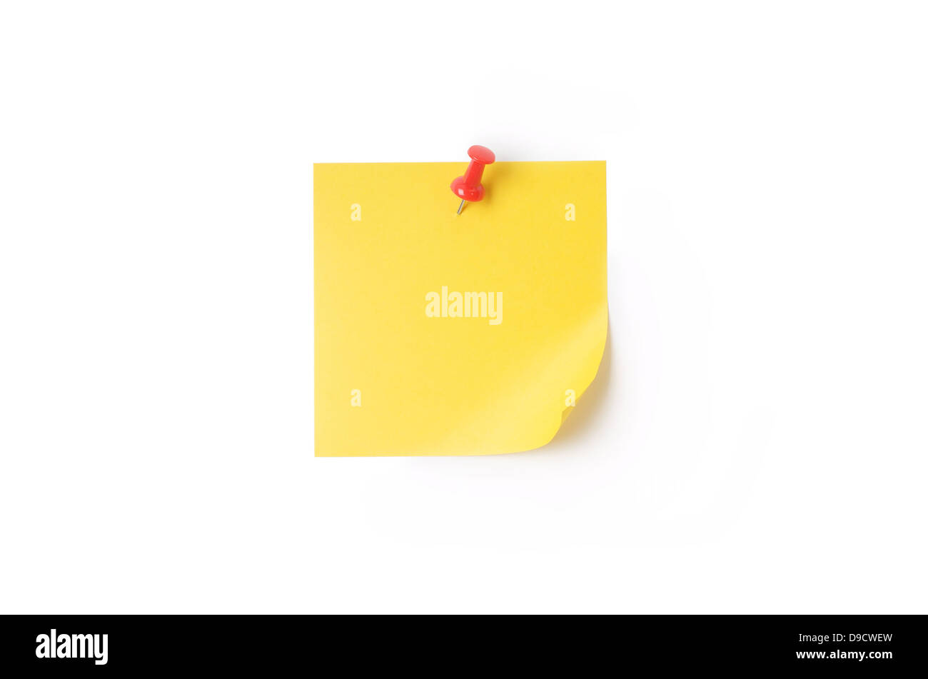Yellow sticky note with pushpin Stock Photo - Alamy