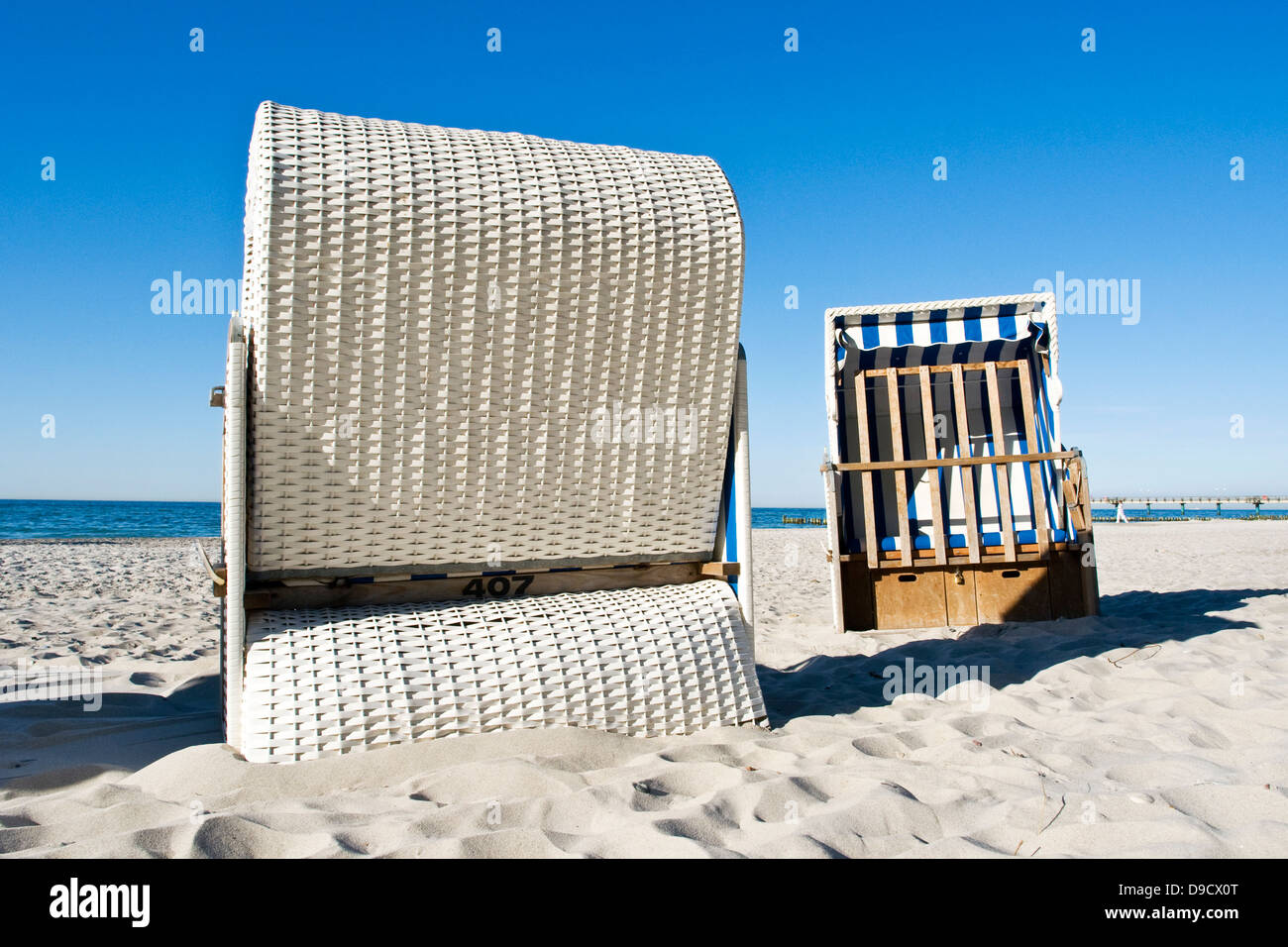 Beach baskets on the beach Stock Photo - Alamy